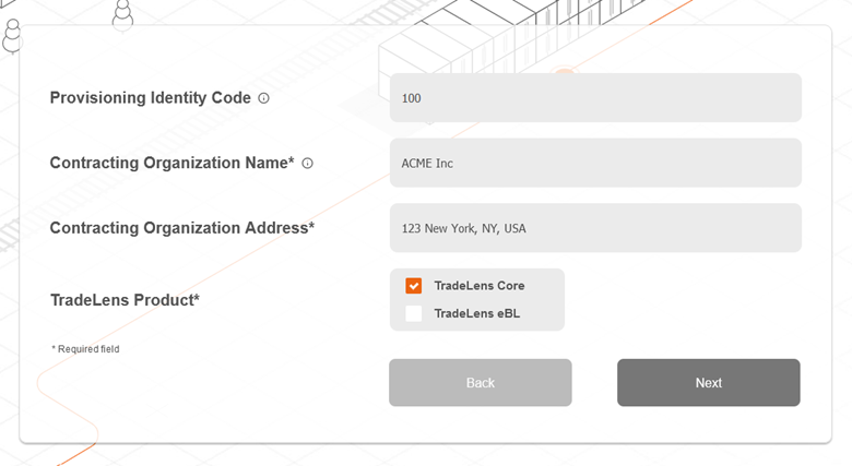 Completing your provisioning form – TradeLens